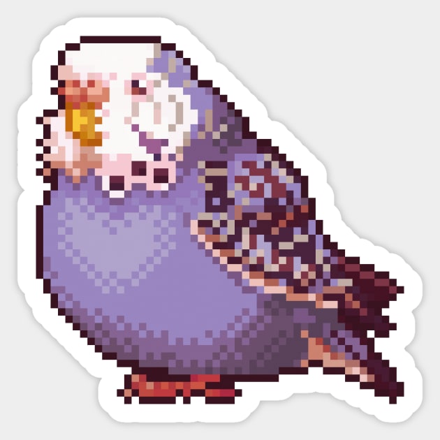 Pixel Blue Budgie - Bird - Sticker | TeePublic
