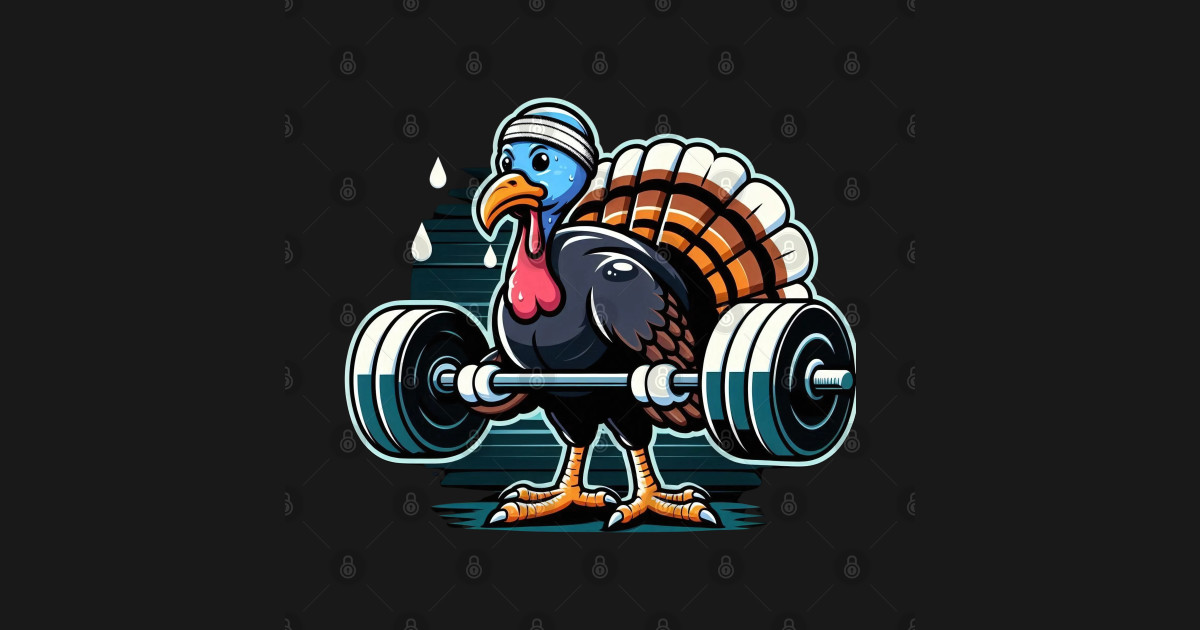 Thanksgiving Turkey Lifting Weights Gym Lovers - Turkey Gym Gains ...