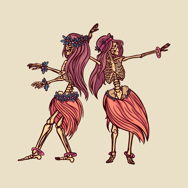 Vintage Skeleton Hula Girls - Hula Girls - T-Shirt | TeePublic