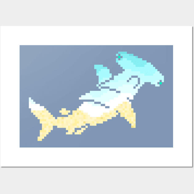 Modern Pixel Sea Hammerhead Shark - Hammerhead Shark - Posters and Art ...