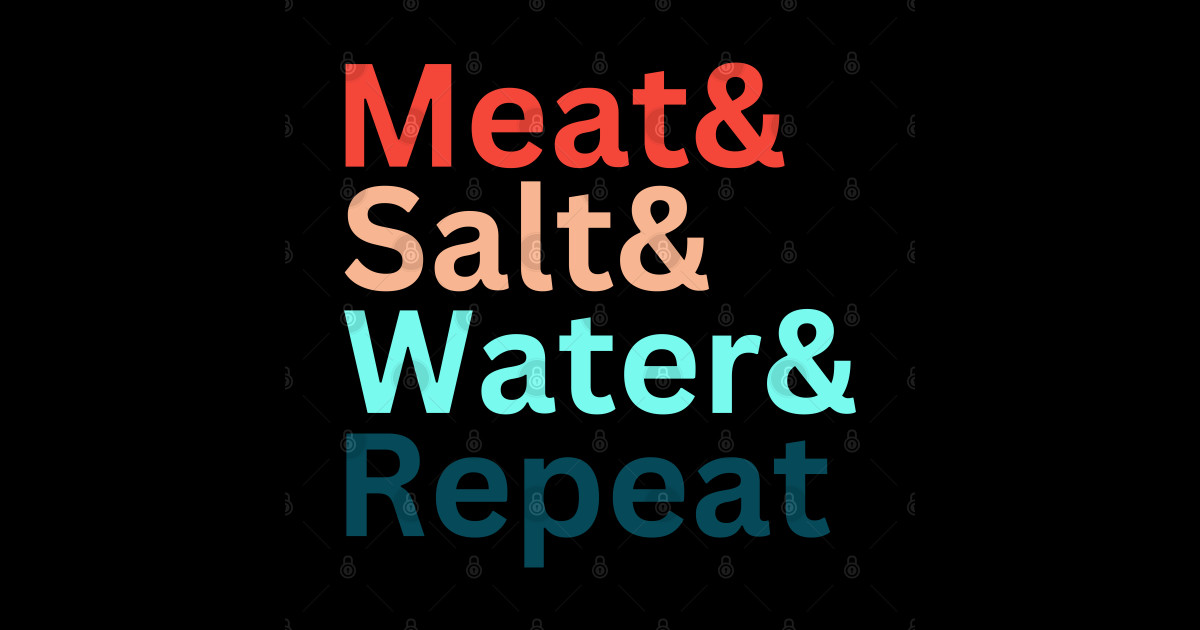 Meat& Salt& Water& Repeat Funny Meat Lover Carnivore Diet T - Meat Salt ...