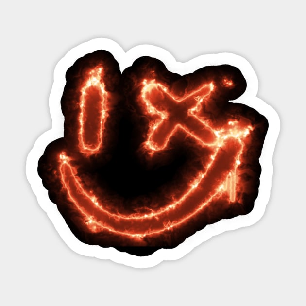 neon smiley face - Hip Hop - Sticker | TeePublic