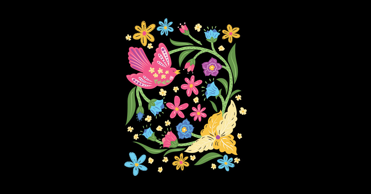 Folk Art Floral - Folk - Sticker | TeePublic