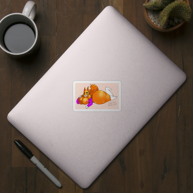 Renamon with CAKE - Renamon With Cake - Sticker | TeePublic