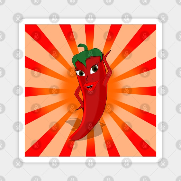 Cute Hot Pepper Superstar - Chili Peppers In Red Color - Magnet | TeePublic