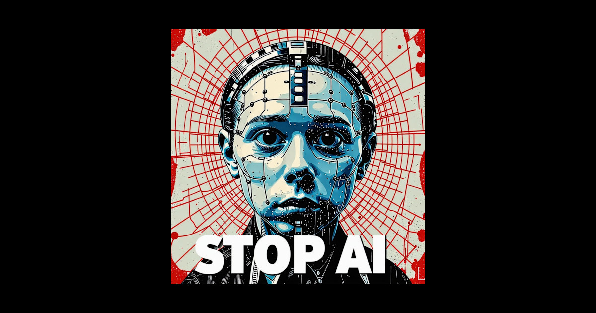 NO AI / Anti-AI Symbol / Against Artificial Intelligence (On Black ...