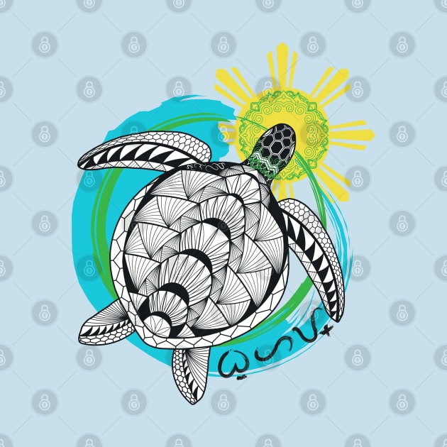 Tribal line Art Turtle / Baybayin word Buhay (Life) - Philippines Flag ...