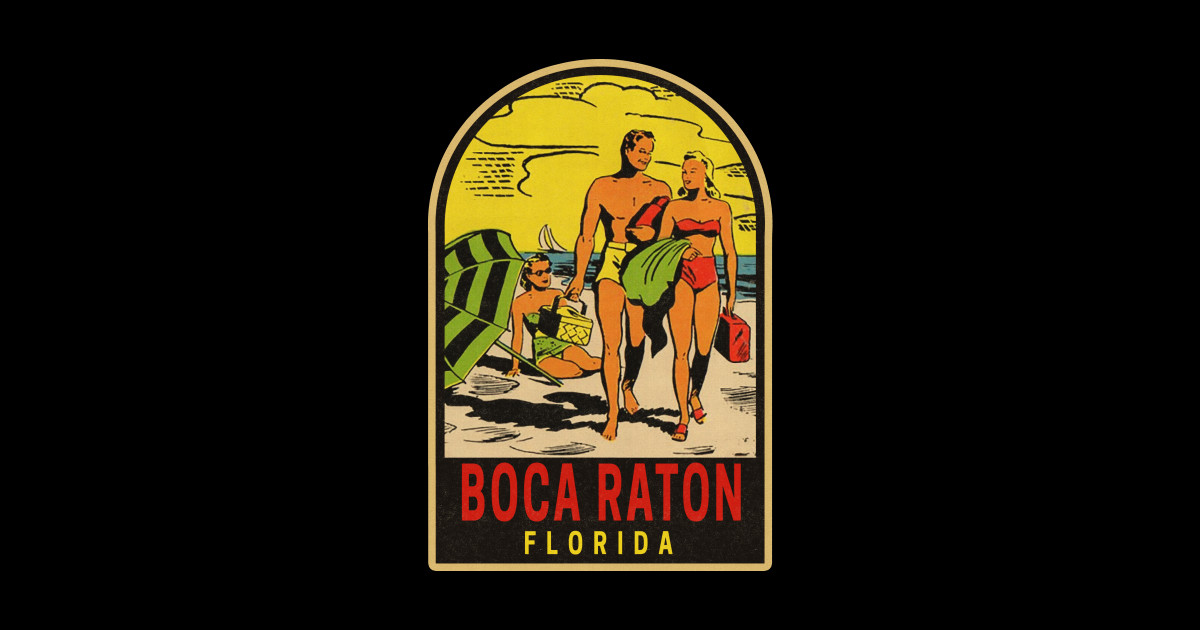 Vintage Boca Raton Florida Travel Decal - Boca Raton Florida - T-Shirt ...