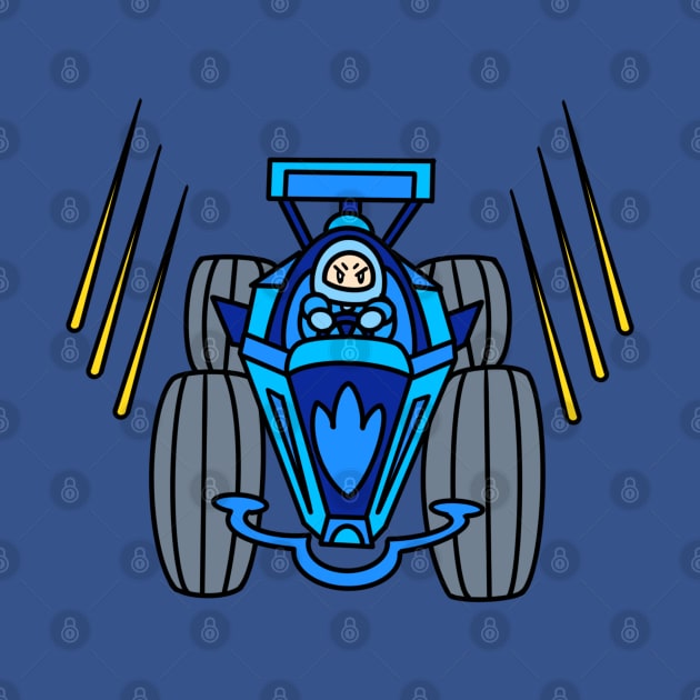 Car racing with cartoon chibi in blue color - Car Racing - T-Shirt ...