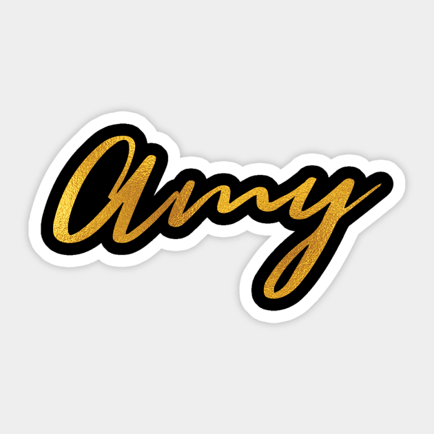 Amy Name Hand Lettering in Faux Gold Letters - Amy - Sticker | TeePublic