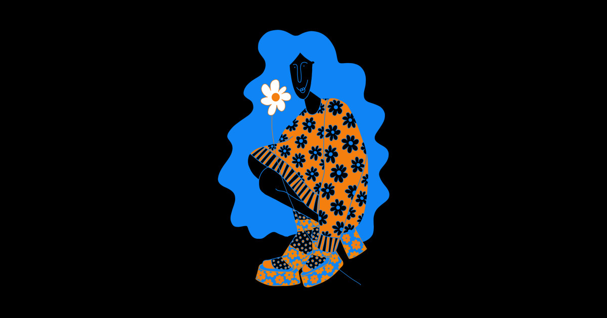 Flower power girl in color - Hippy Girl - Sticker | TeePublic