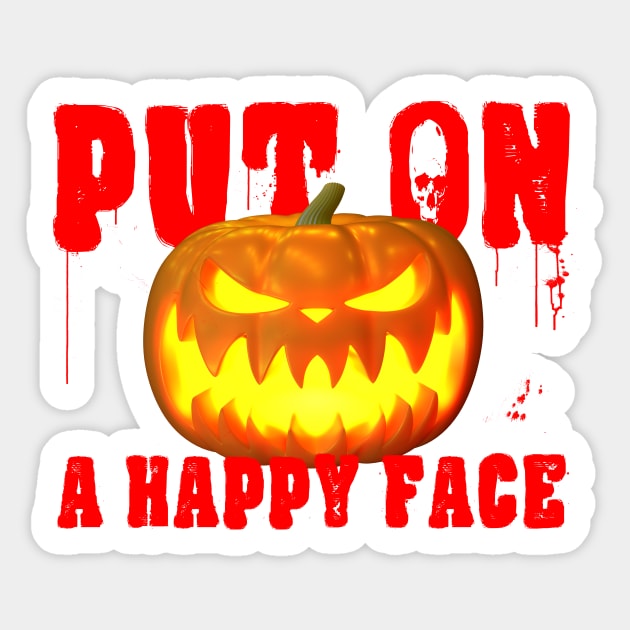 Put on a Happy Face - Halloween Faces For Pumpkins Orange - Sticker ...