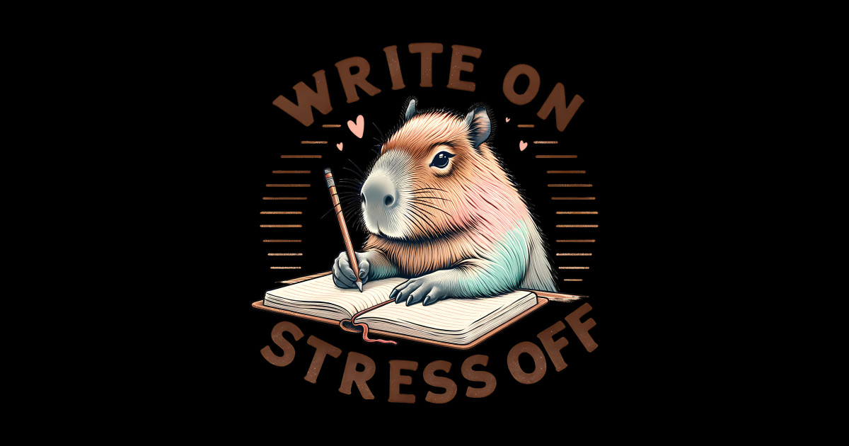 Write On, Stress Off Capybara Journaling - Capybara - Sticker | TeePublic