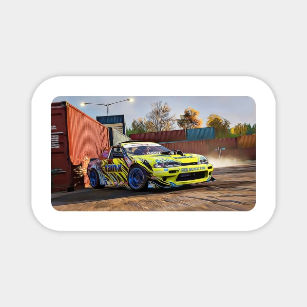 Silvia s15 Drift Yellow Cartoon Drawing Action Print - Classic - Magnet ...