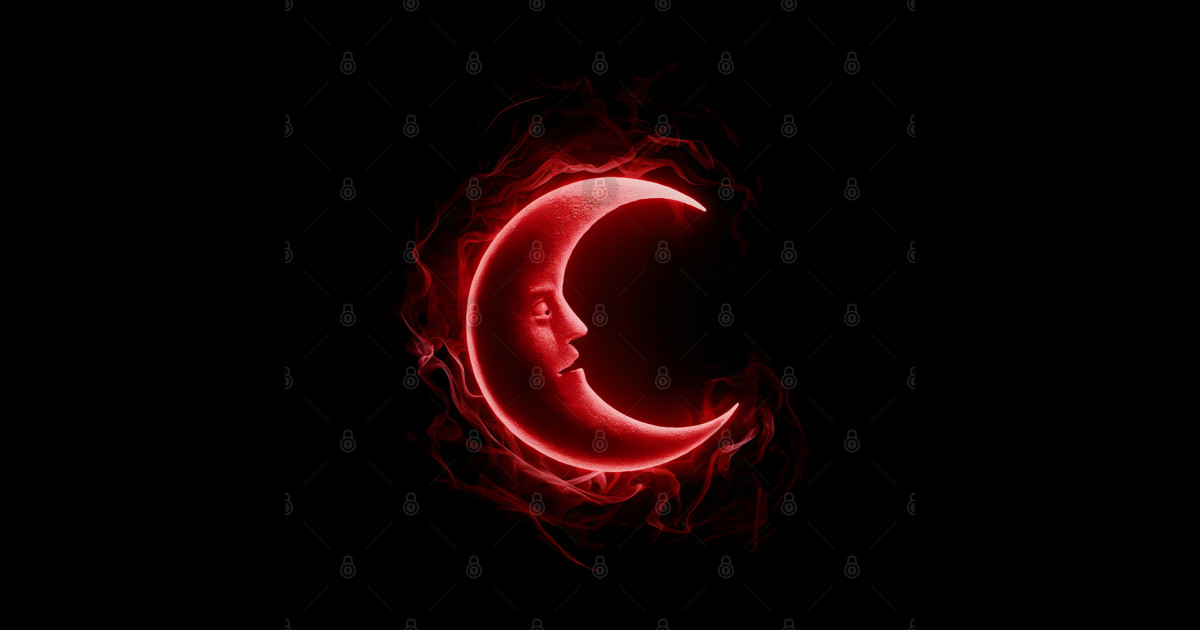 Glowing red crescent moon - Crescent Moon - Posters and Art Prints ...