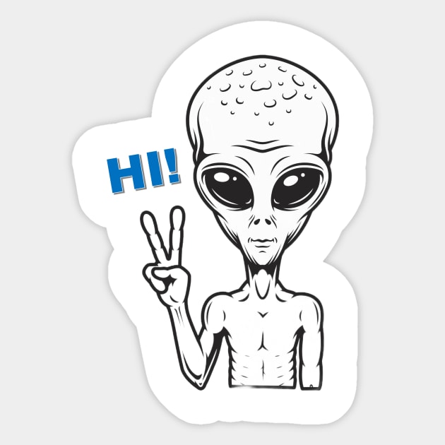 Alien saying Hi - Alien - Sticker | TeePublic