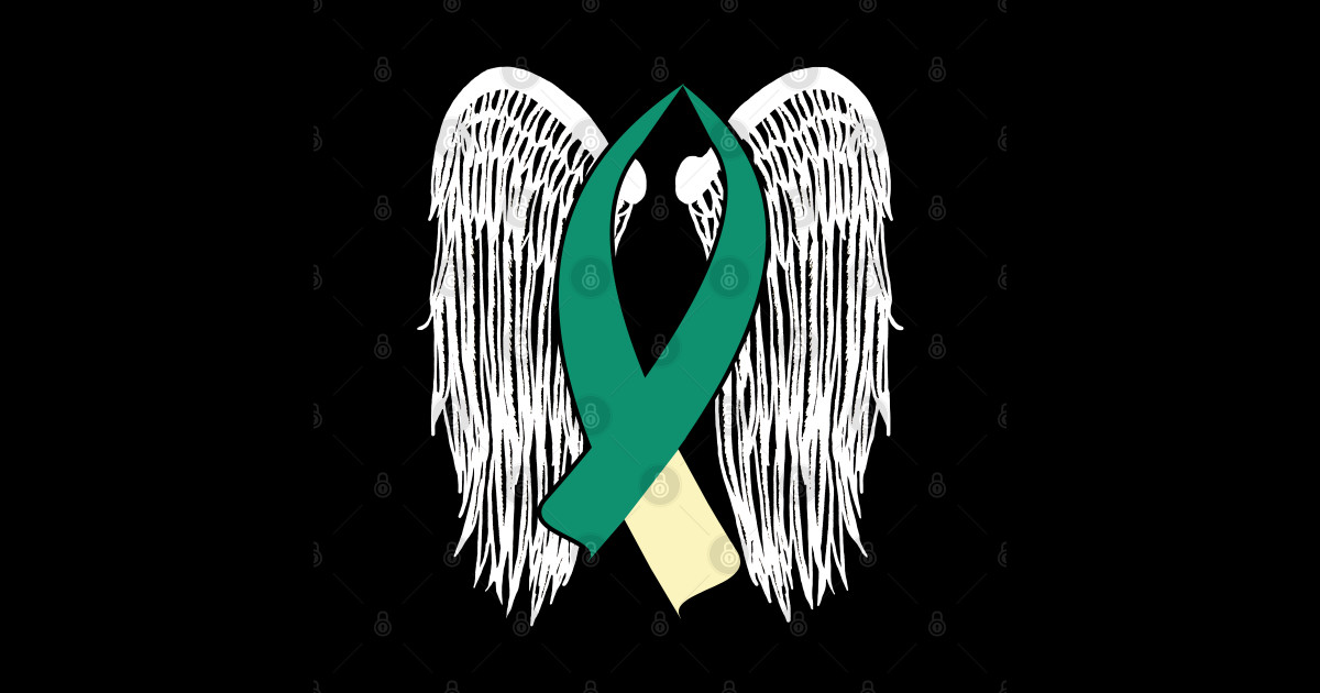 Winged Awareness Ribbon (Teal & Cream) - Awareness Ribbon - Sticker ...