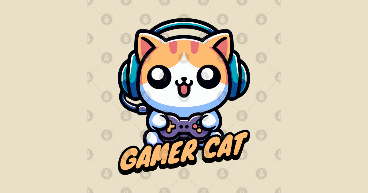 Cute Gamer Cat - Gamer Cat - T-Shirt | TeePublic