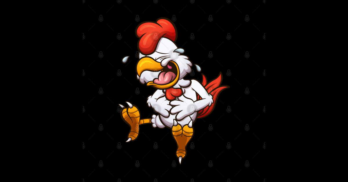 Laughing Cartoon Chicken - Laughing Cartoon Chicken - Sticker | TeePublic