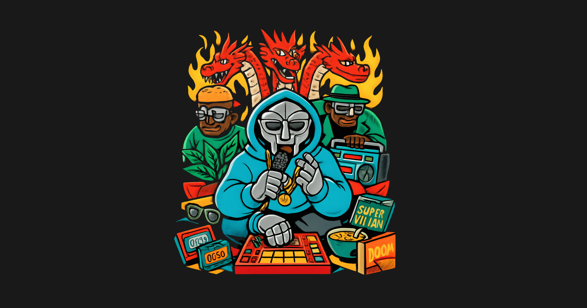 Mf Doom & Dragon Crew Hip-Hop Comic Mashup - Hip Hop Comic - T-Shirt ...