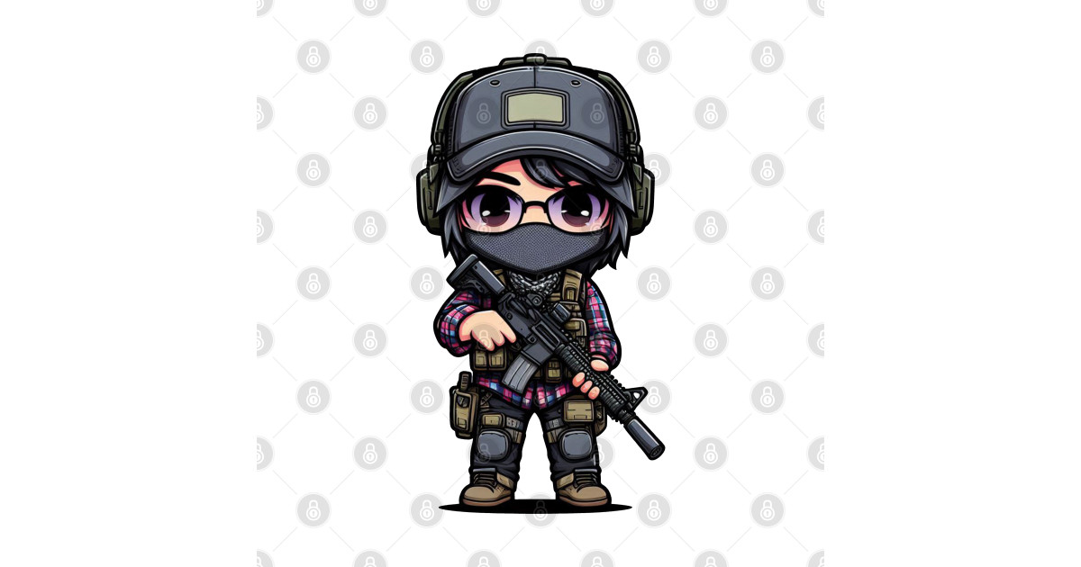 Tactical Chibi Girl - Chibi - T-Shirt | TeePublic