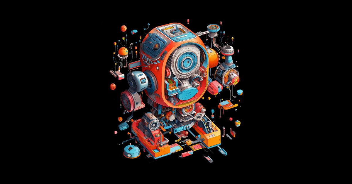 Robot Exploded View - Isometric - Sticker | TeePublic
