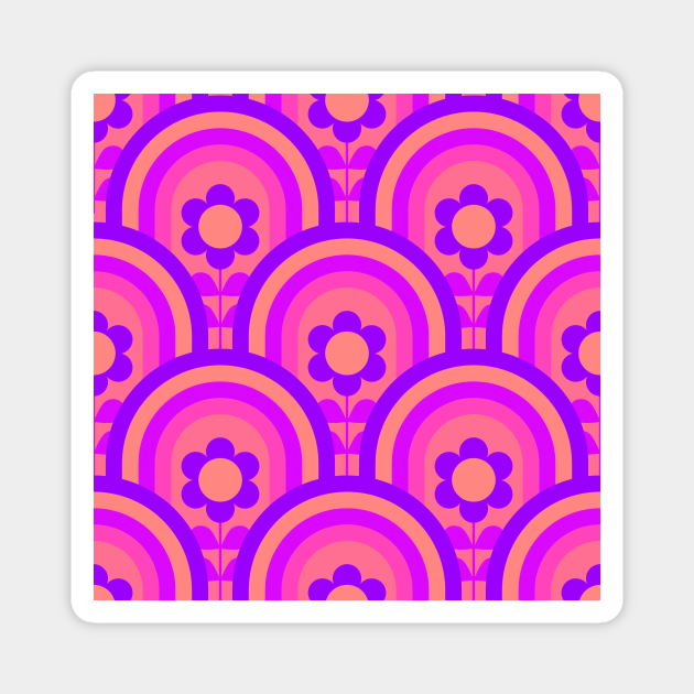 60s Pink Wallpaper Pattern - Retrowave - Magnet | TeePublic