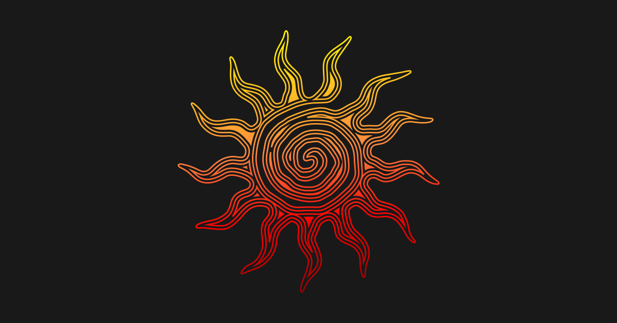 Bright stylized sun symbol in yellow and red - Sun Symbol - T-Shirt ...