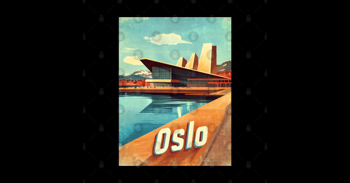 A striking representation of Oslo showcases modernist architecture ...
