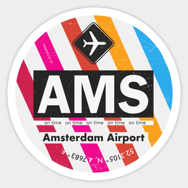 Amsterdam airport sticker - Airport Code - Sticker | TeePublic