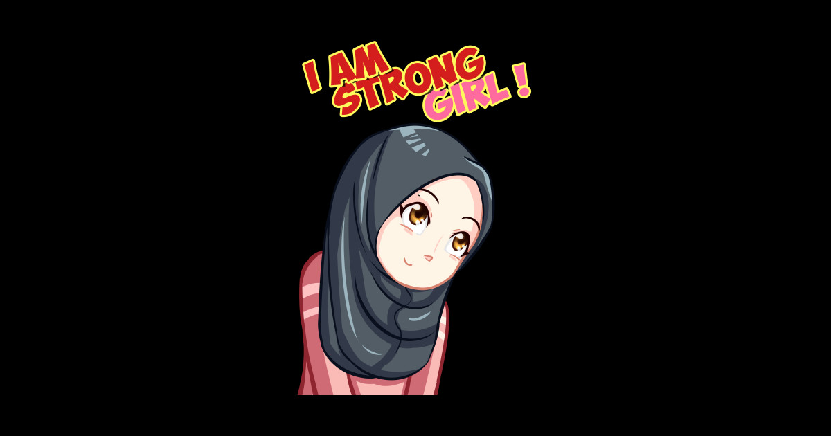 I Am Strong Girl ! - Anime Muslimah Cute Girl - Tapestry | TeePublic
