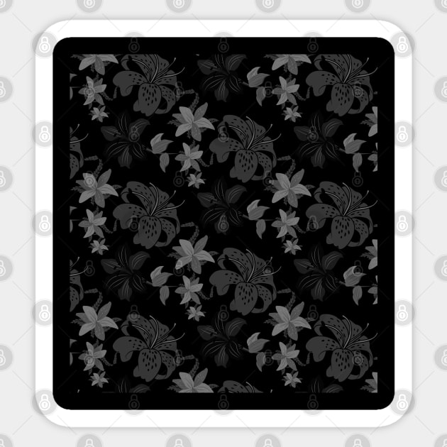 Black flower pattern - Black Flower Pattern - Sticker | TeePublic