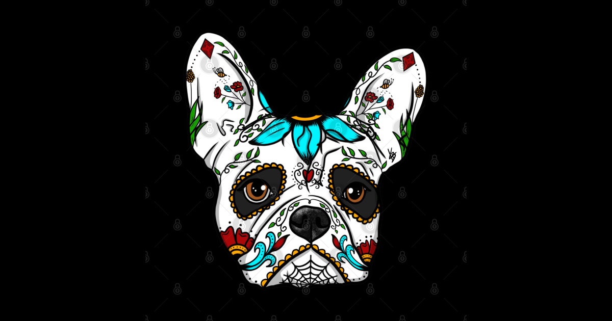 Frenchie sugar skull - French Bulldog - Kids T-Shirt | TeePublic