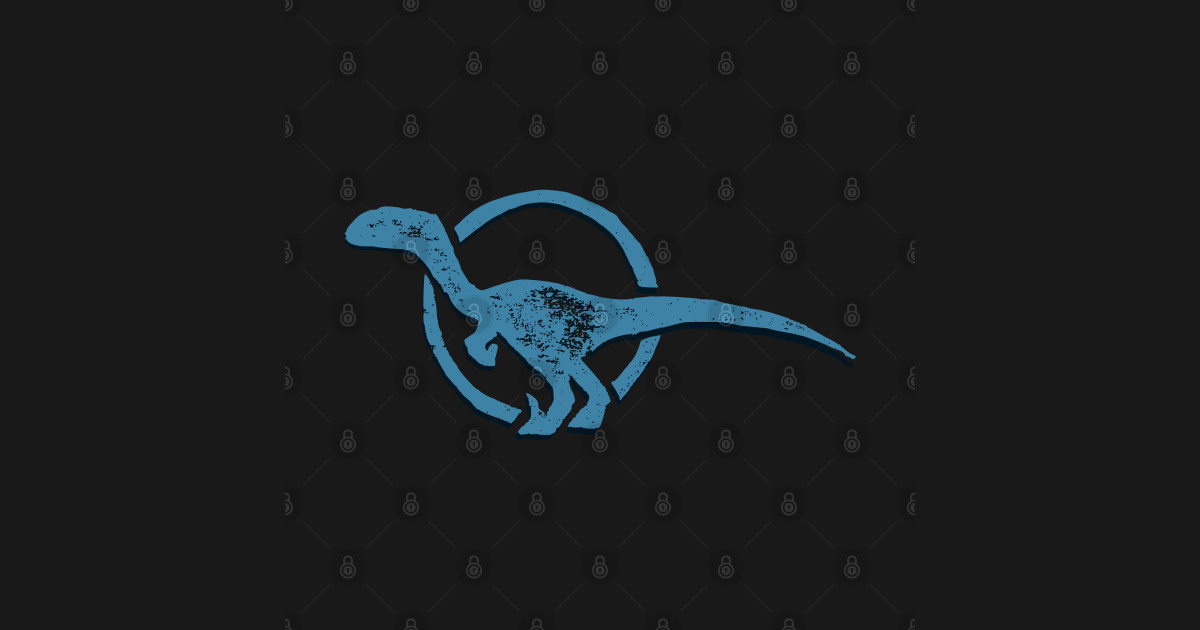 Stone-Style Blue Velociraptor Icon Dinosaur Raptor Symbol ...