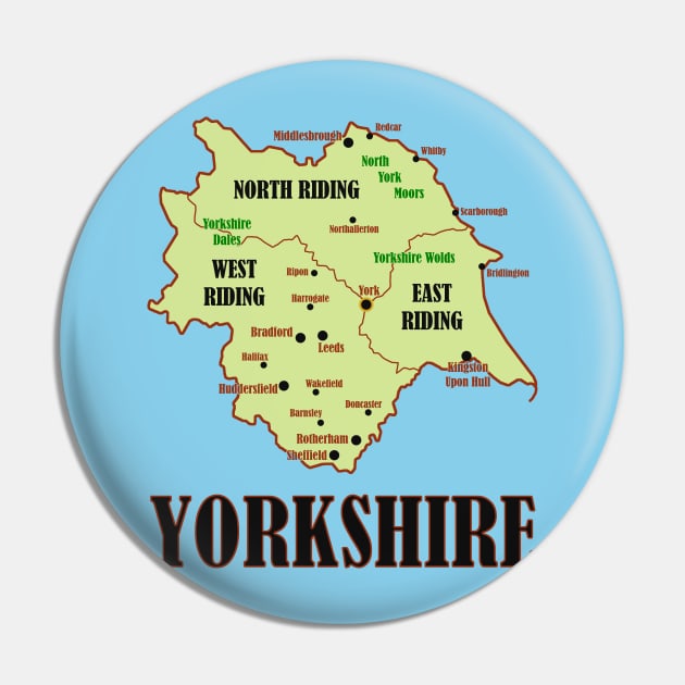 Yorkshire Map - Yorkshire - Pin | TeePublic
