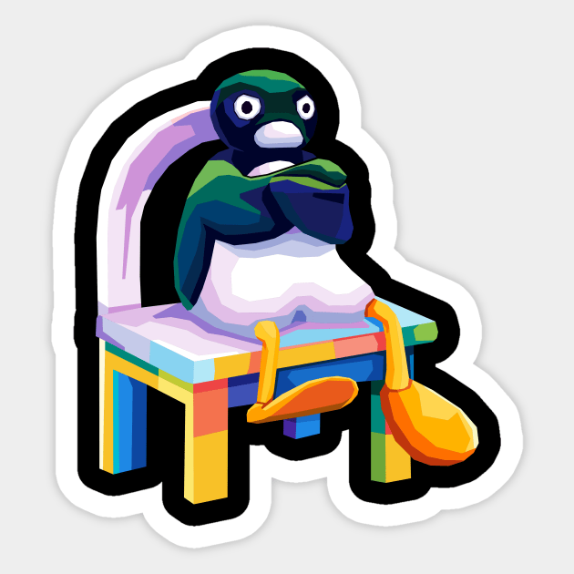 Angry Pingu meme pop art - Meme - Sticker | TeePublic