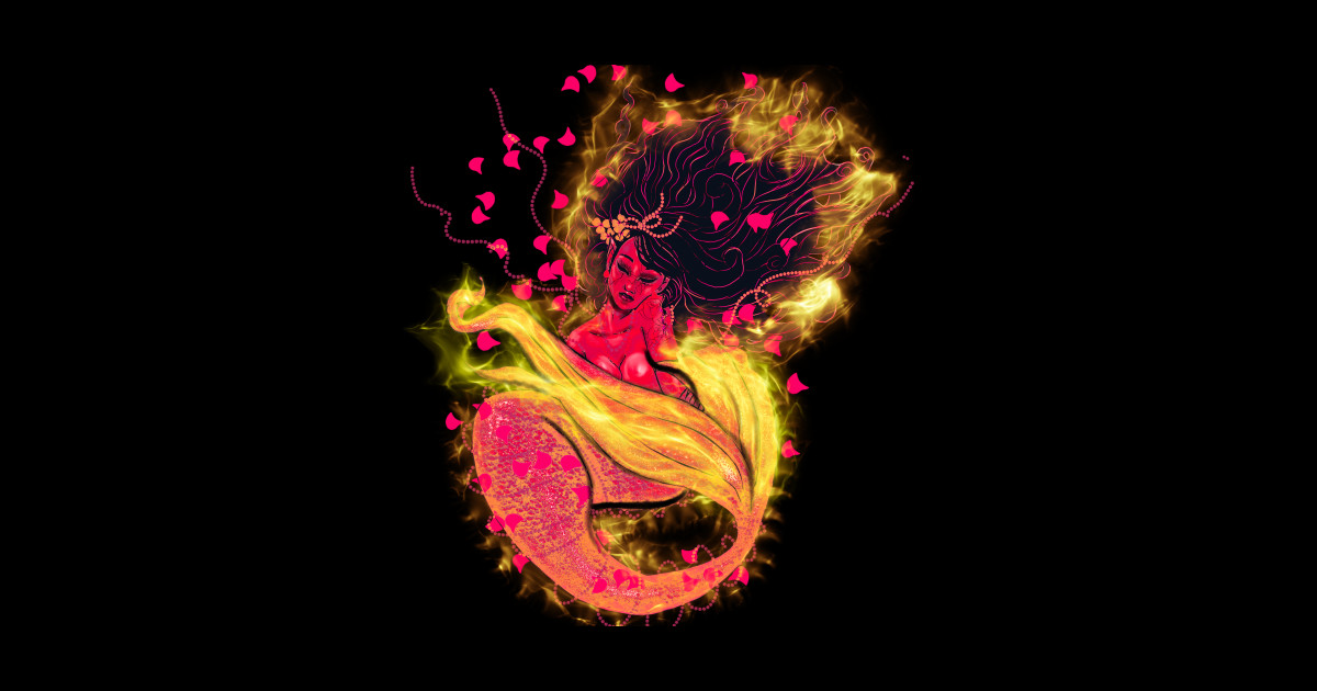 Fire mermaid - Mermaid - Sticker | TeePublic