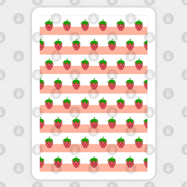 Striped Strawberry Pattern - Strawberry Pattern - Sticker | TeePublic