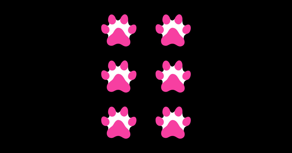 Hot pink paw print stickers, set of six - Paw Print - Sticker | TeePublic