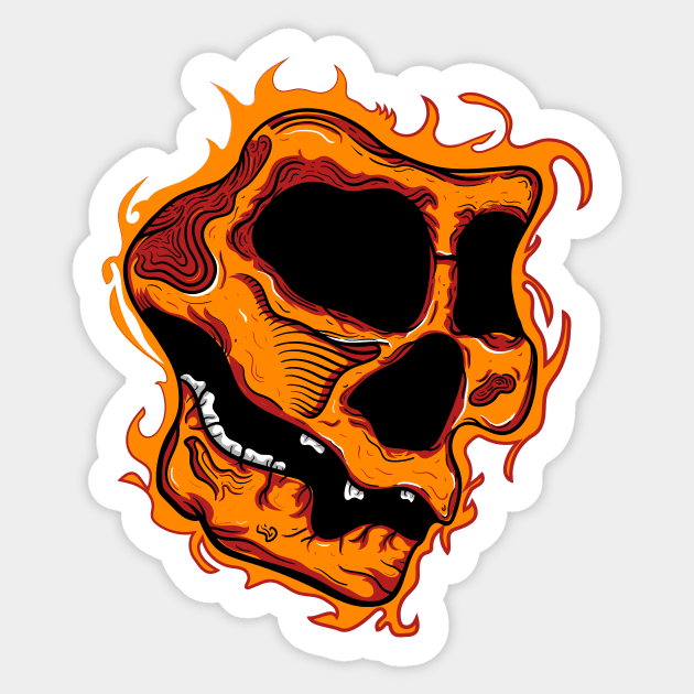 Fire skull head - Skull - Sticker | TeePublic