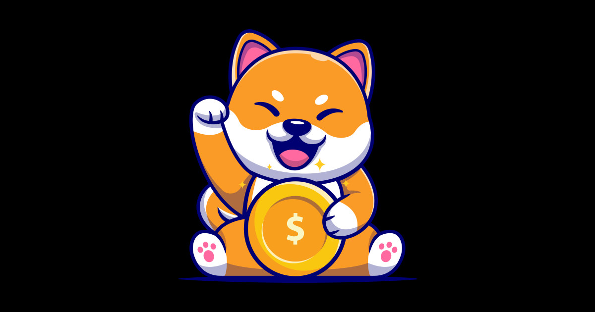 Cute Shiba Inu Dog With Gold Coin Cartoon - Cute Shiba Inu Dog With ...
