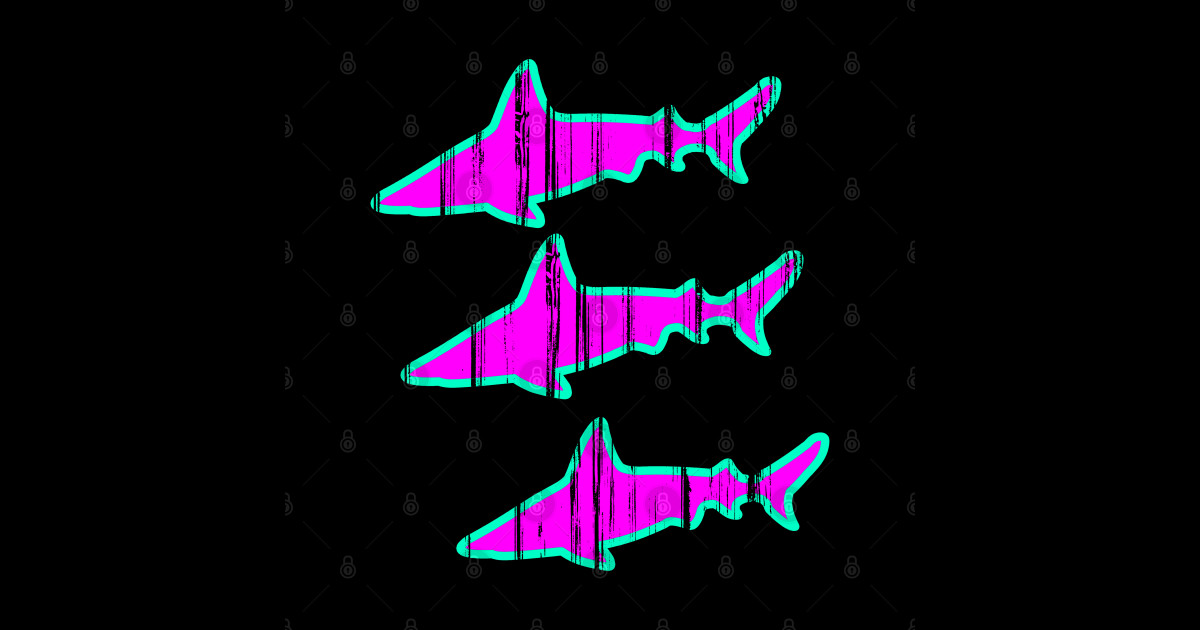 Retro Sharks 80s Funky Video Game Graphics - Sharks - Sticker | TeePublic