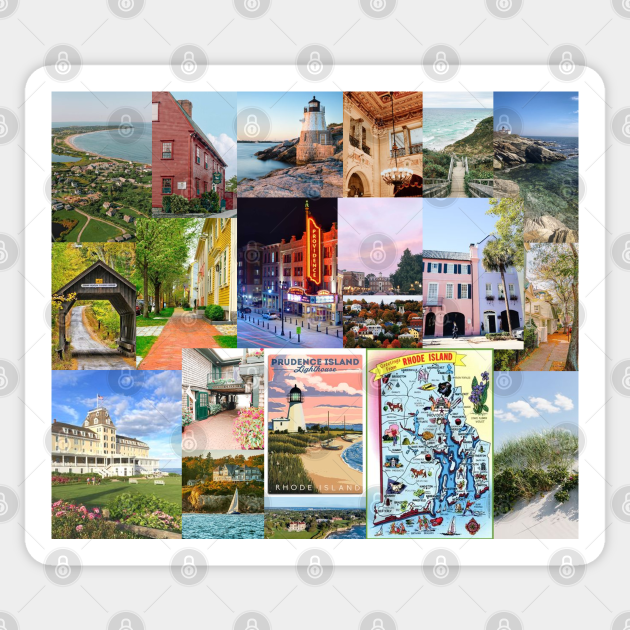 rhode island aesthetic collage - Rhode Island - Sticker | TeePublic