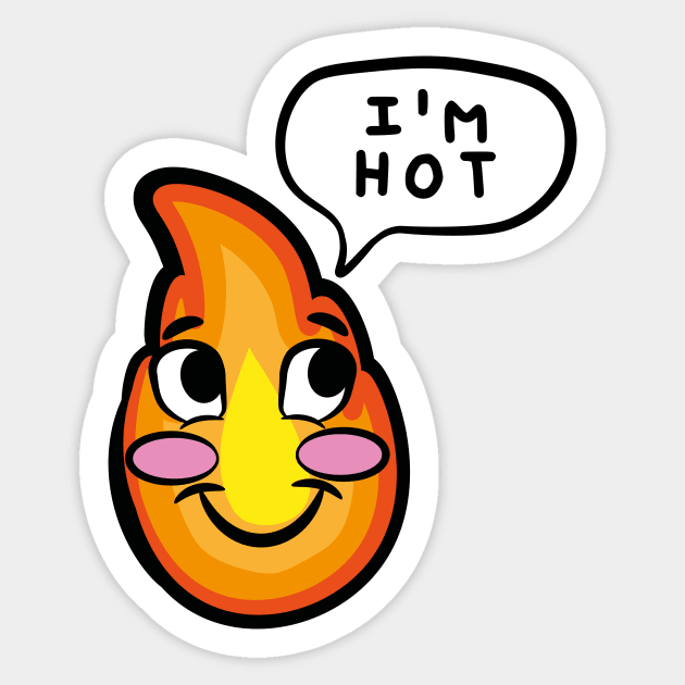 I'm hot blushing cartoon cute fire rosy cheeks - Cute - Sticker | TeePublic