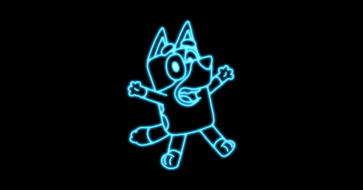 Bluey Neon - Cartoon Character - Sticker | TeePublic