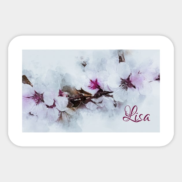 Cherry Blossom Designer Artwork Name Lisa - Lisa - Sticker | TeePublic