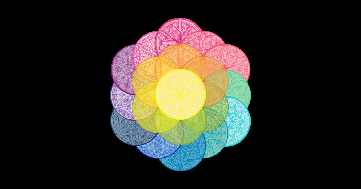 Rainbow Color Palette Flower of Life - Flower Of Life - Posters and Art ...