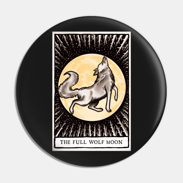 The Full Wolf Moon Tarot Card - Full Moon - Pin | TeePublic