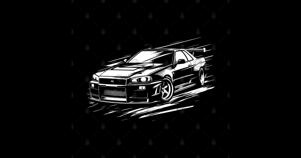 Skyline R34 Legendary JDM Ride Illustration - Skyliner34 - Posters and ...