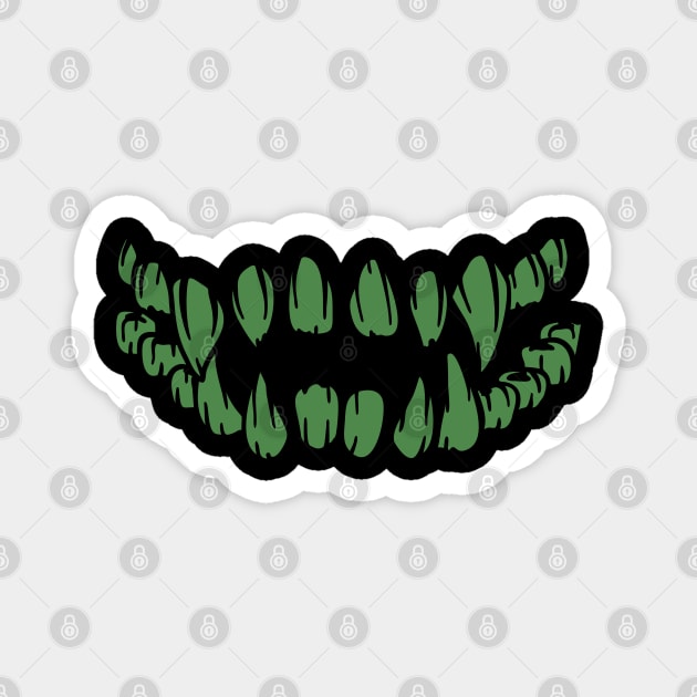 Grinning Monster Zombie, Skull Face - Fangs - Magnet | TeePublic